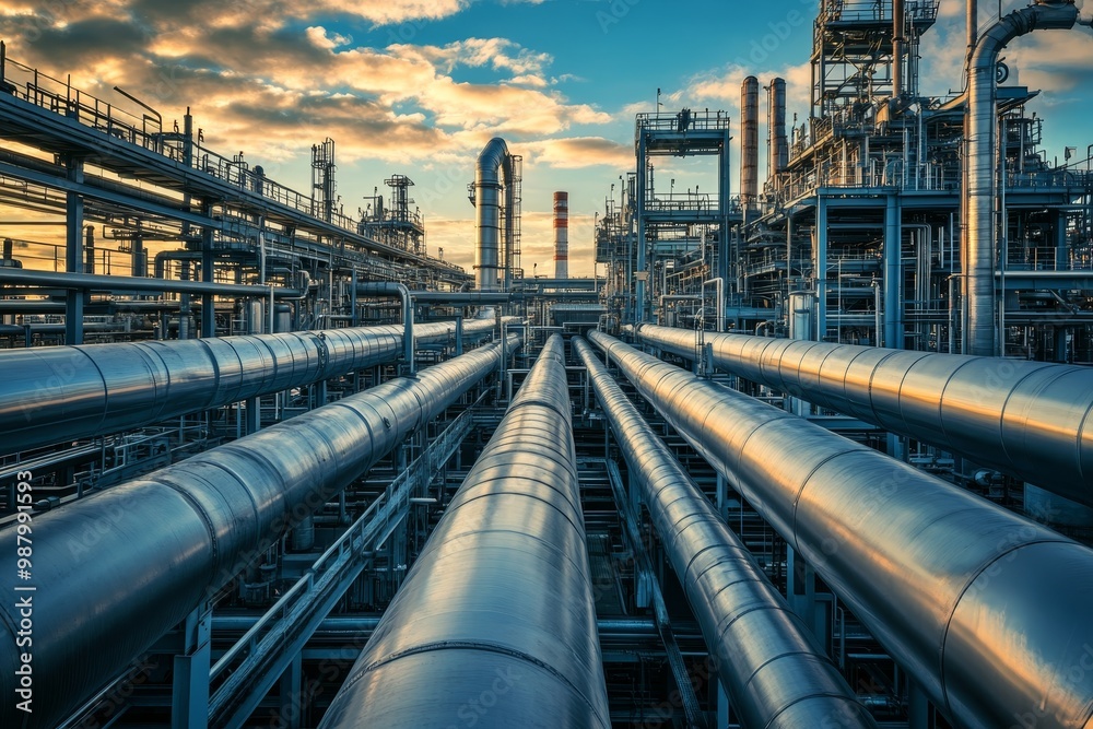 Essential equipment and piping infrastructure in oil refinery ...