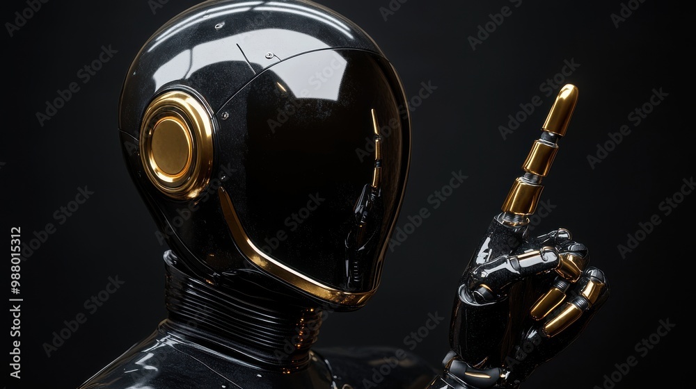 render mannequin han finger pointing up an golden ball direction ...