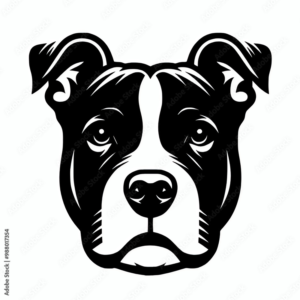 American staffordshire terrier face vector illustration, bully dog ...