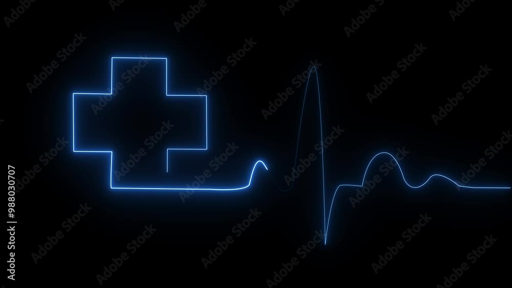 Colorful heartbeat rate and pulse on black screen, seamless and loop ...