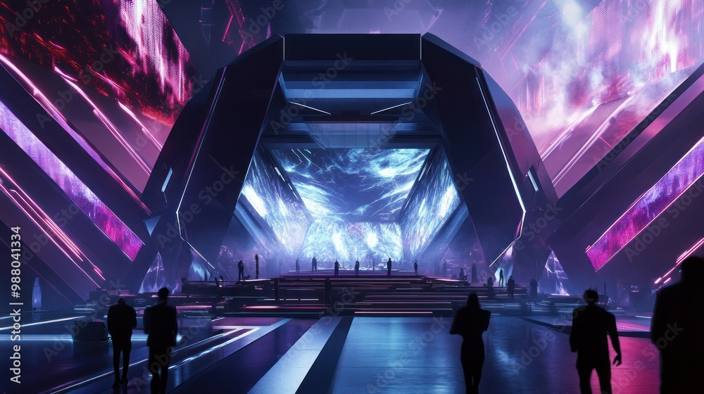 Futuristic concert stage design, featuring cutting-edge technology ...