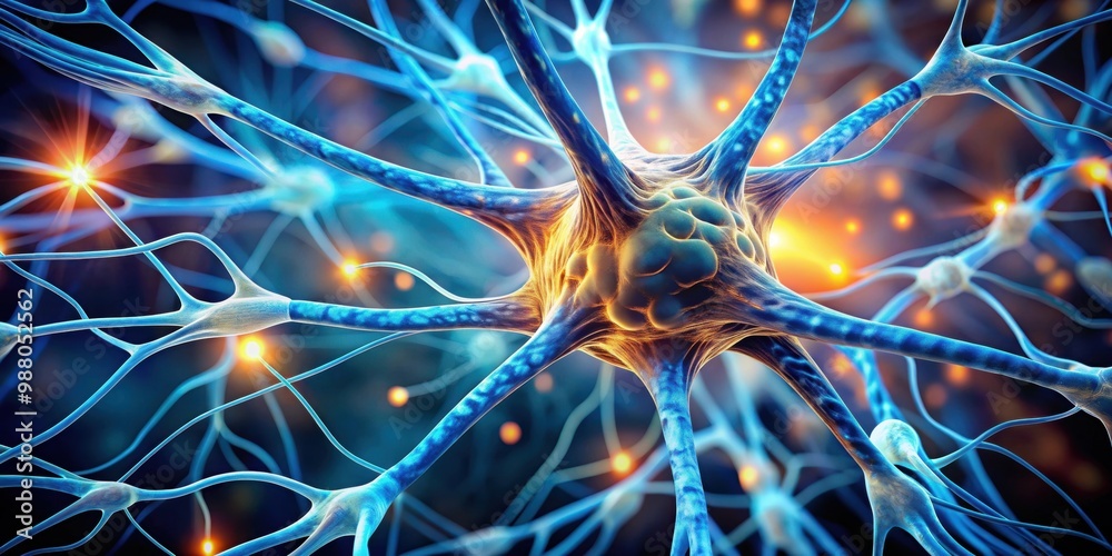 Detailed view of a neuron's brain structure for science and education s ...