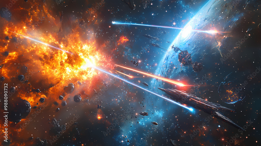 Cosmic combat: laser showdown amidst the stars. concept star wars ...