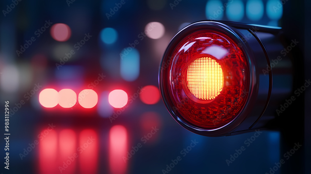 Red alarm siren with police attention light signal flash ambulance ...