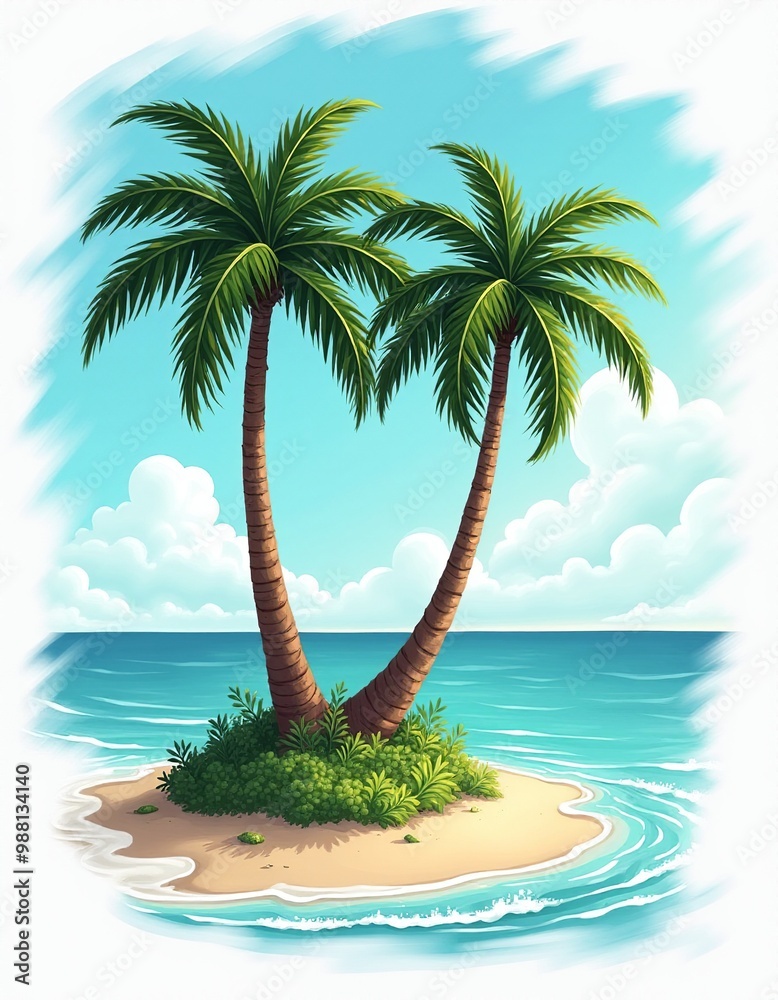 Palm Tree Island Paradise: Tropical Vector Graphics for Your Next ...