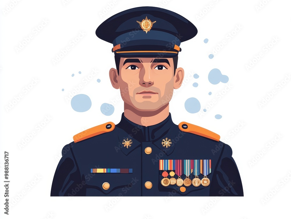 Military Officer Portrait Uniform Medal Honour Army Navy Air Force ...