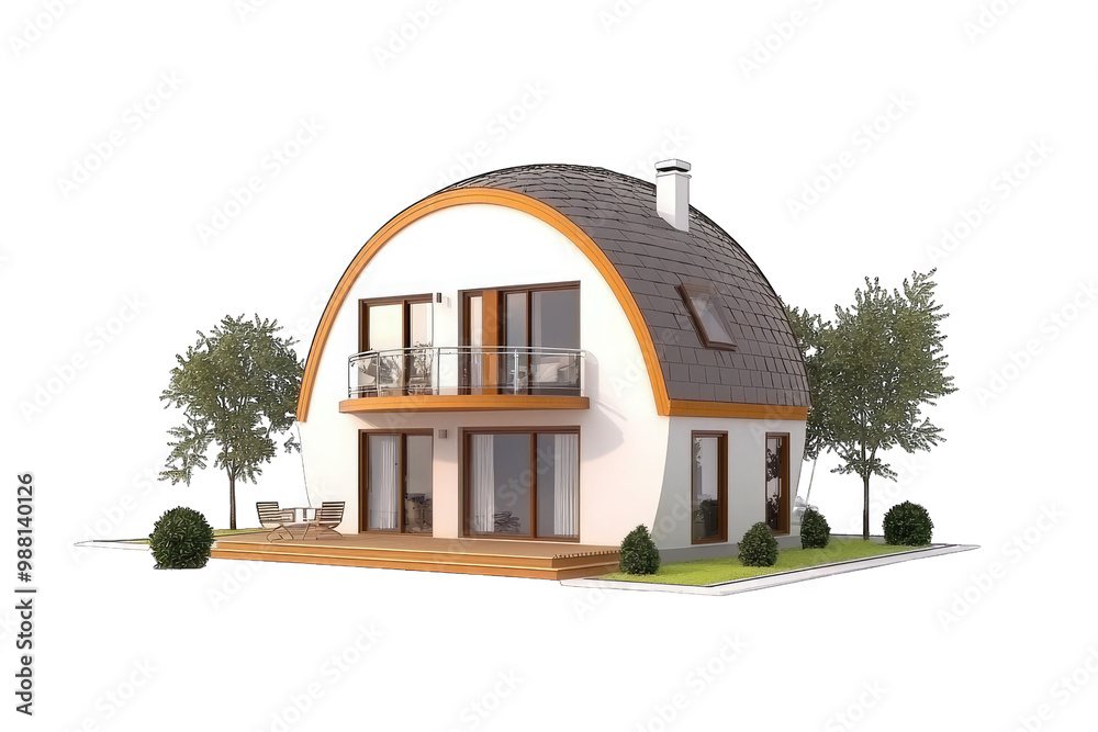 Modern architectural design featuring a unique round house with a ...