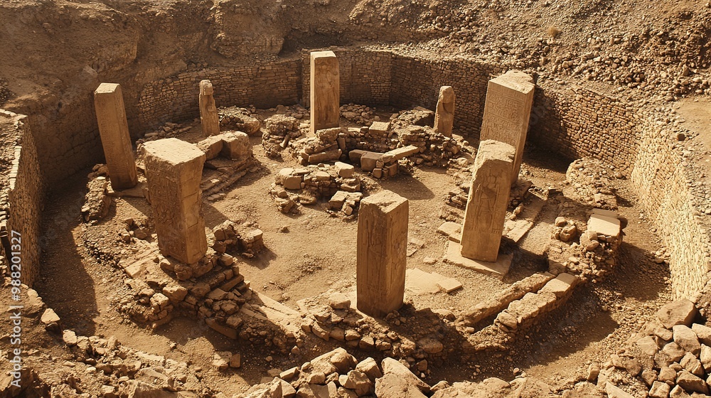 The historical site of Gobegli Tepe in Turkey, with its ancient ...
