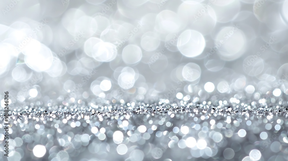 A vibrant silver glitter background with fine sparkles catching the ...