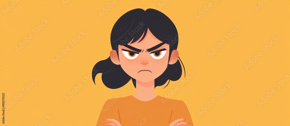 Frustrated female character depicted in a flat design style showcasing ...