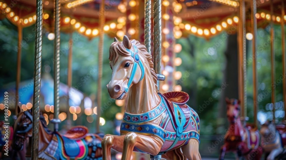 Merry-Go-Round: A fun, rotating platform featuring bars for children to ...