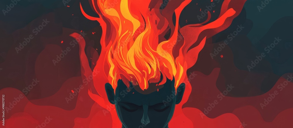 Fear of fire known as pyrophobia illustrating anxiety related to flames ...