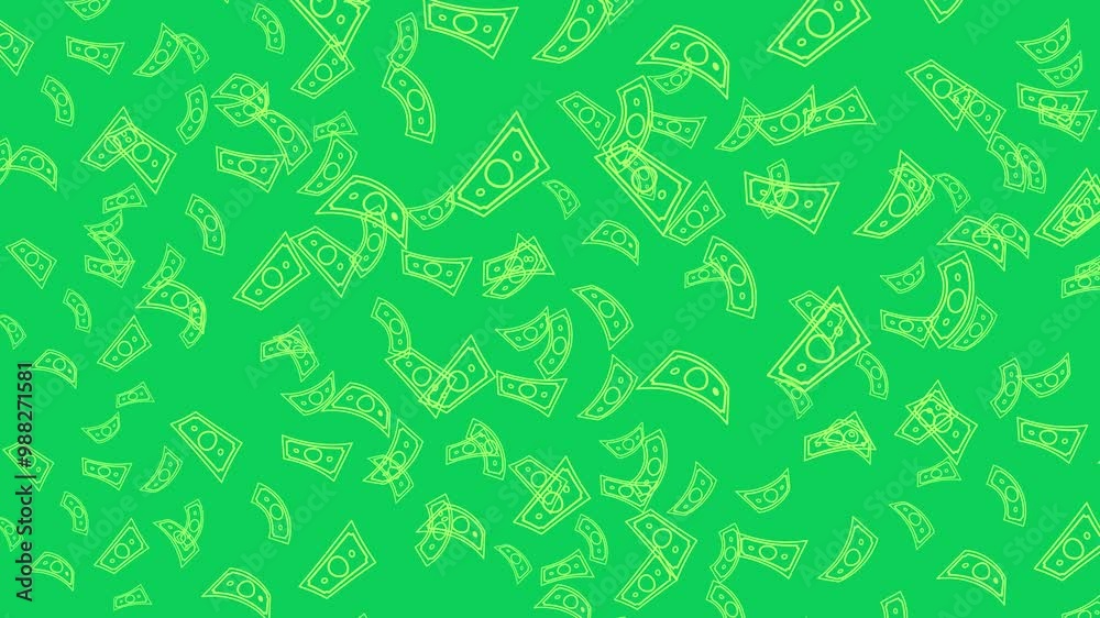 100 Dollar Bills Green Screen. Rain Effects. 3D Animation Money Rain ...