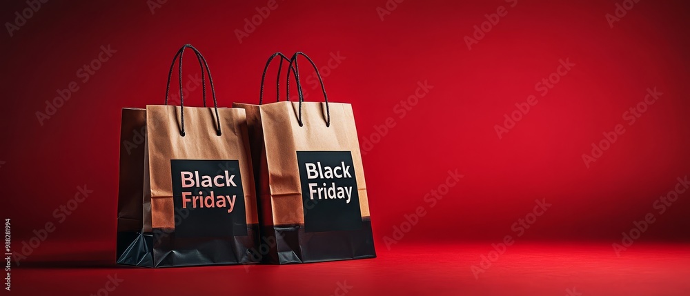 Two brown paper shopping bags emblazoned with Black Friday are ...