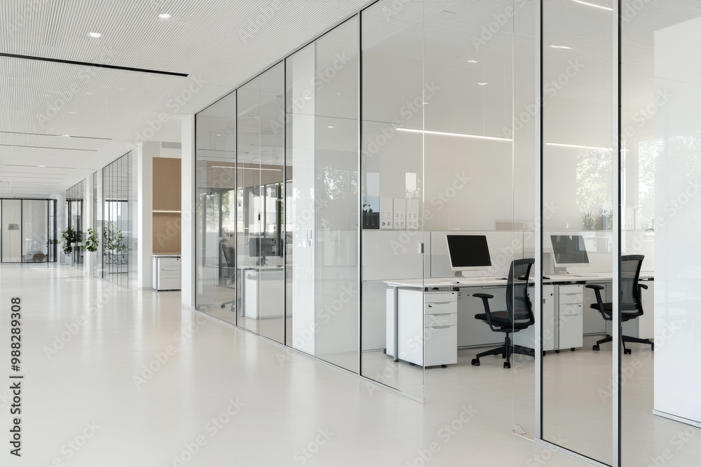 Business professionals collaborating in a hybrid office with ...