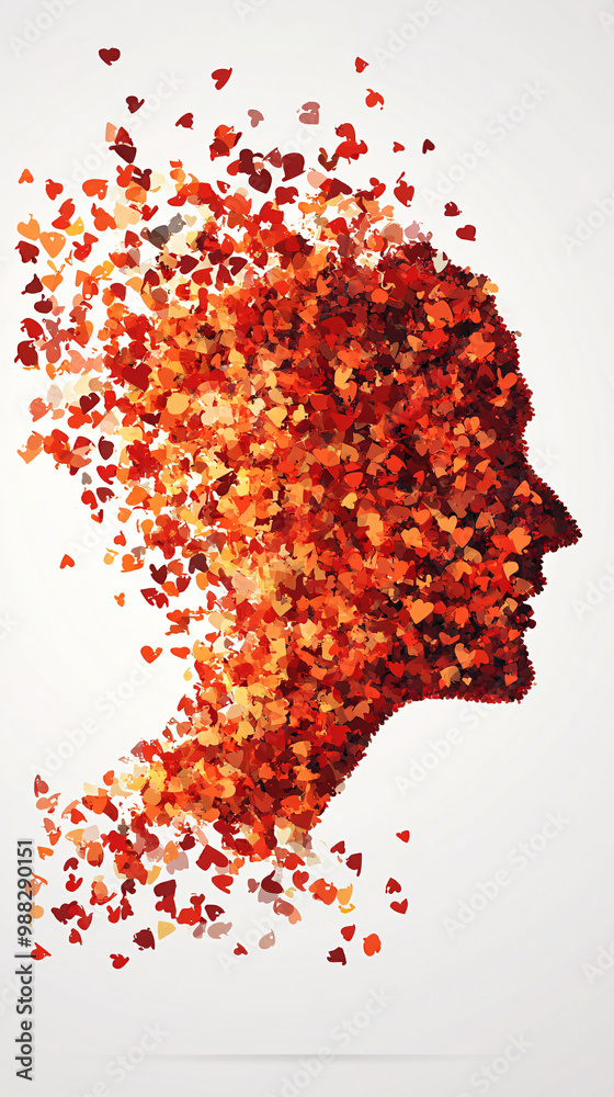 Abstract visual illustration representing dementia on a white ...