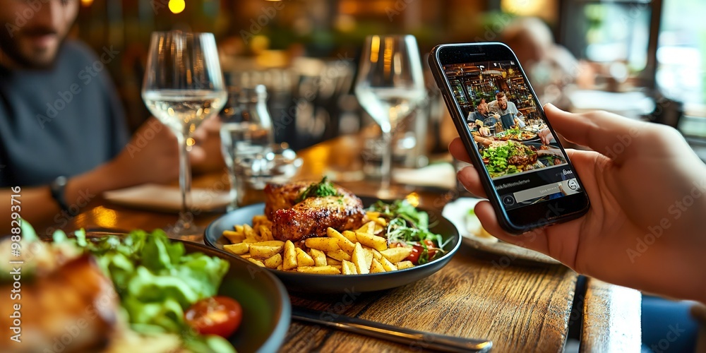 restaurant owner takes a picture of the food on the table with a ...