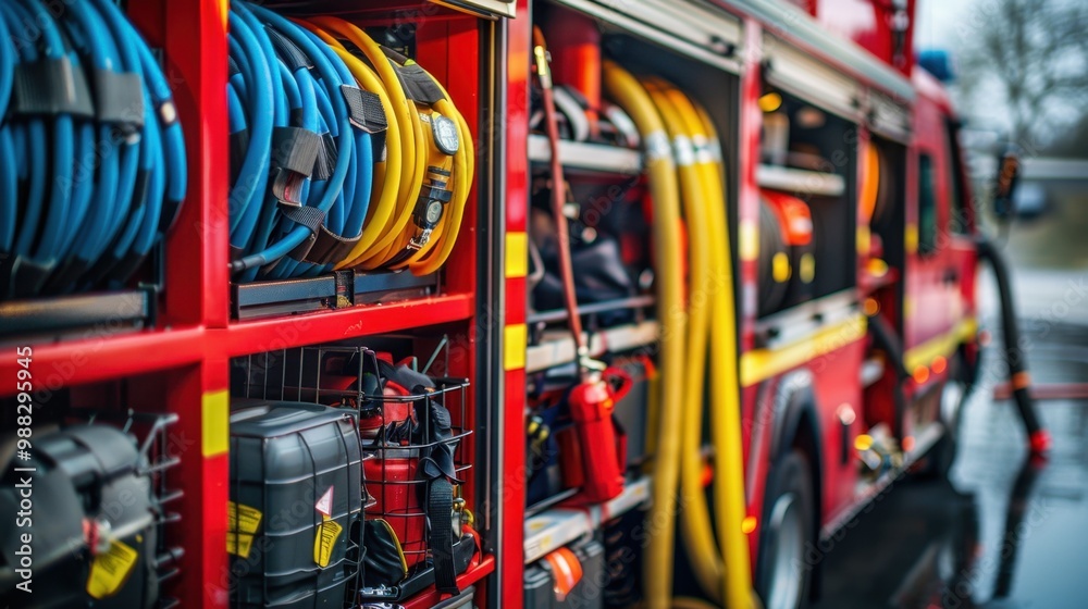 Fire Engine: A large, versatile vehicle equipped with hoses, water ...