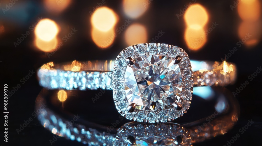 Cushion cut diamond engagement ring in a commercial style banner for ...