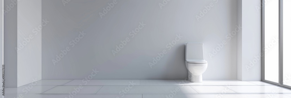 Big Empty Toilet Room, White Walls, Modern Empty Toilet, Abstract ...