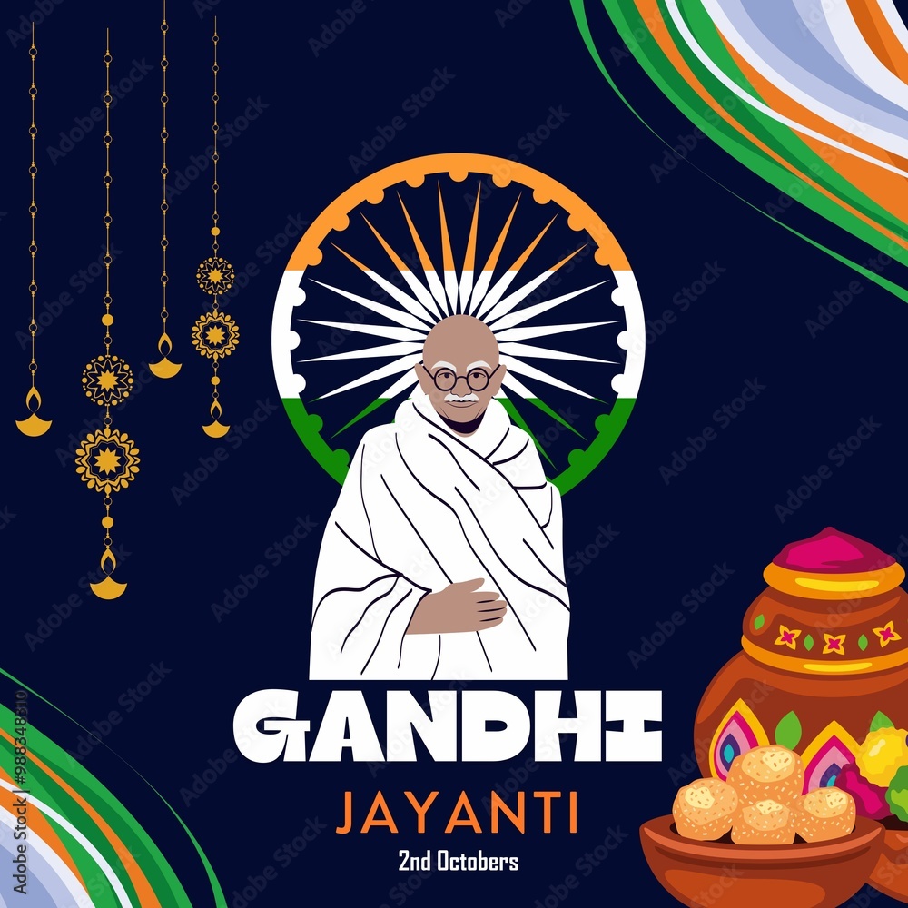 2nd October Happy Gandhi Jayanti. Indian Freedom Fighter Mahatma Gandhi ...