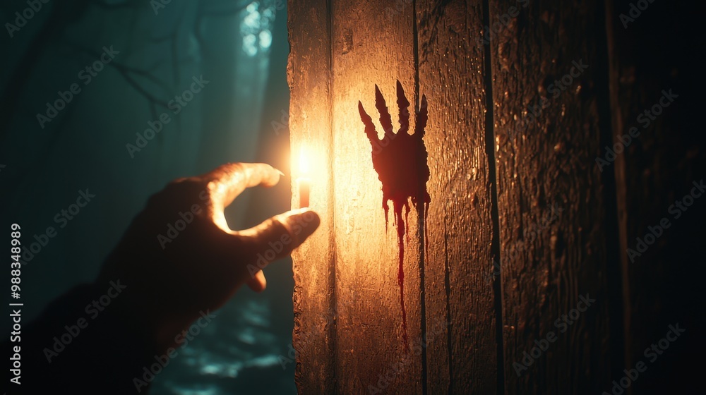 Jagged claw marks dripping with fresh blood score the rotting wood of a ...