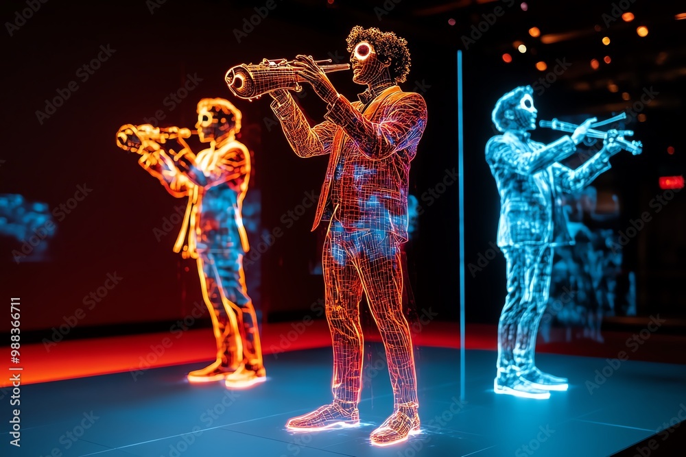 Futuristic music history exhibit, featuring holographic musicians from ...