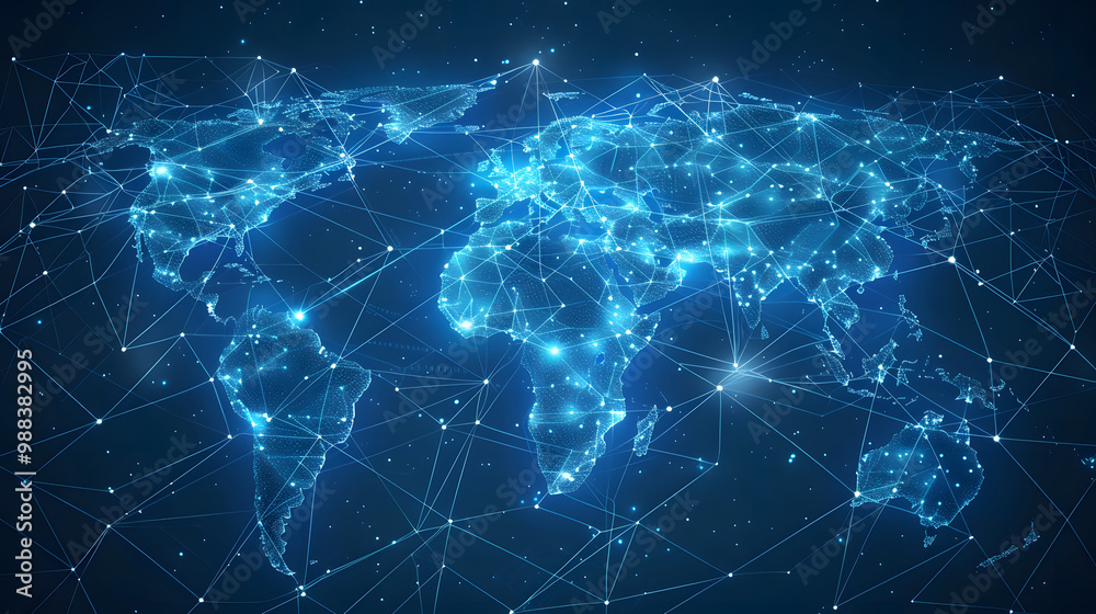 dynamic digital world map emphasize Western Europe continental for AI ...