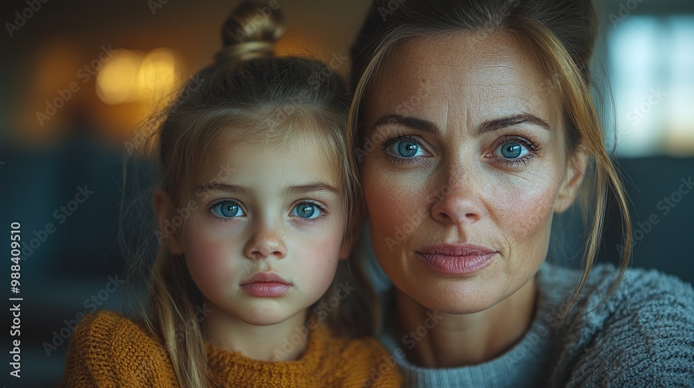 poor mature mother scolding small daughter indoors at home poverty ...