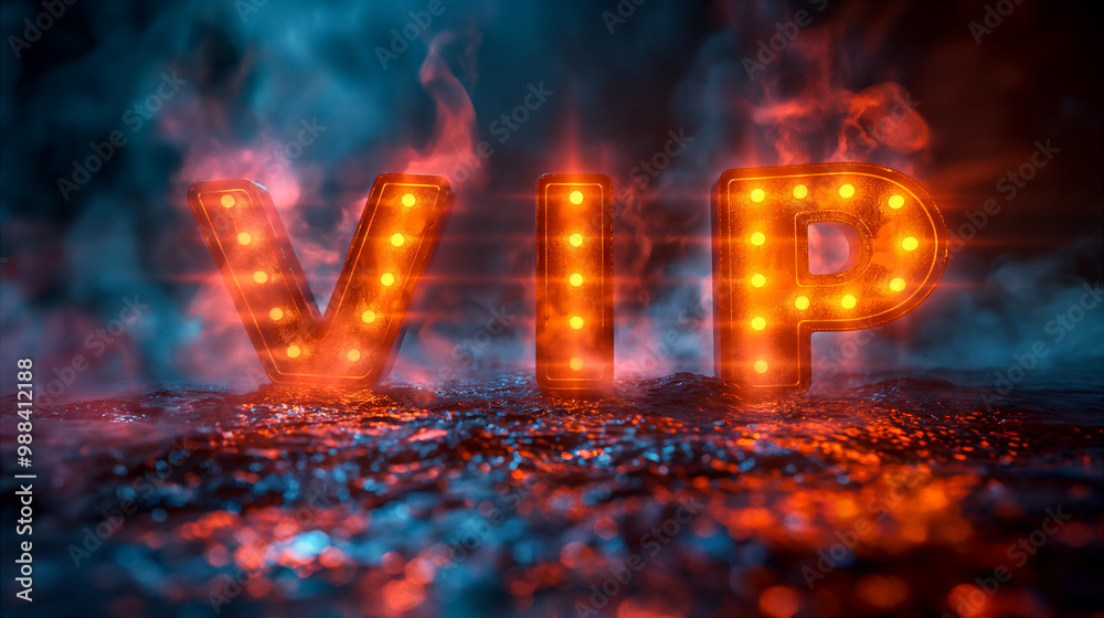 Glamorous typo with VIP letters on dark, textured background with ...