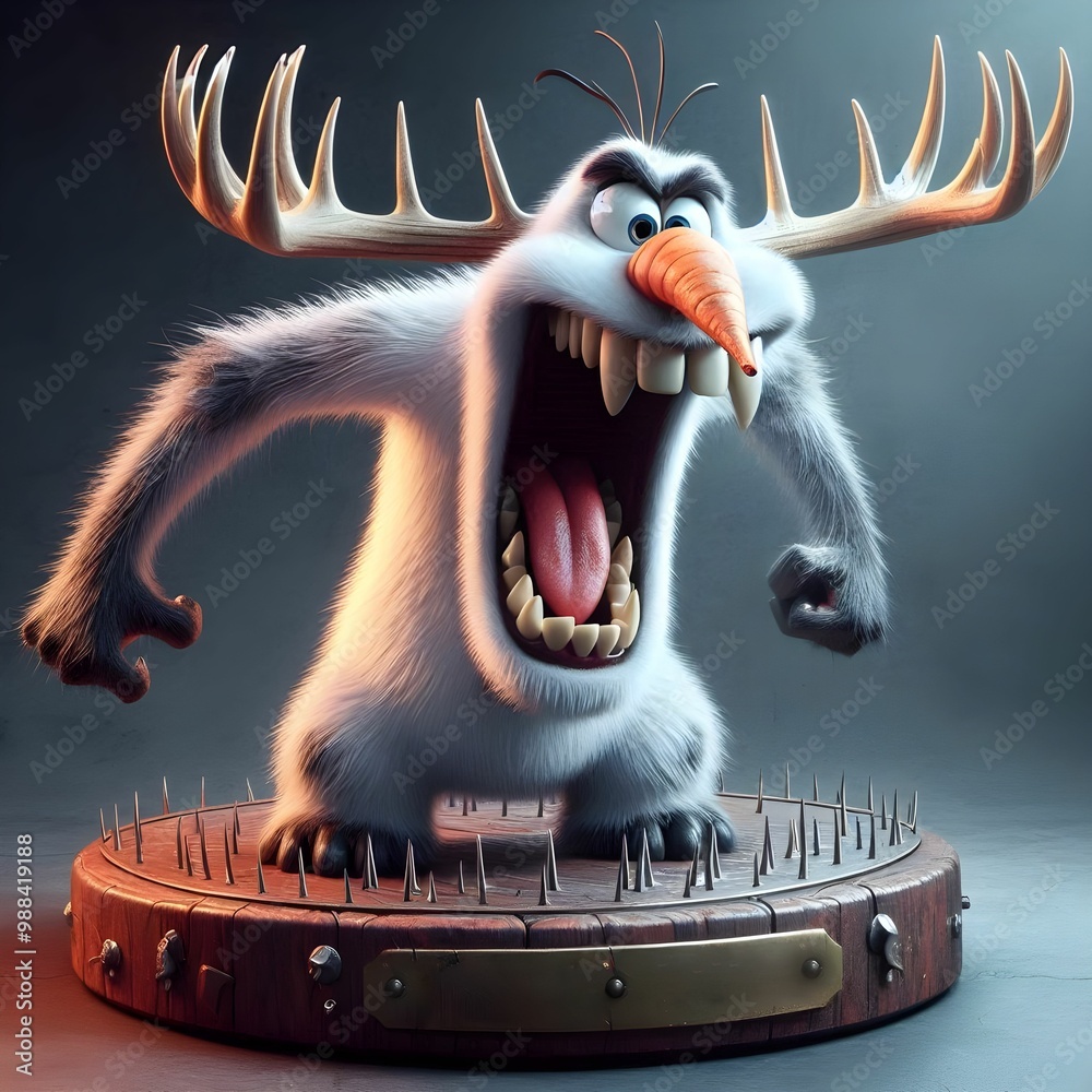 Animated character 3D image of massive angry olaf like character with ...