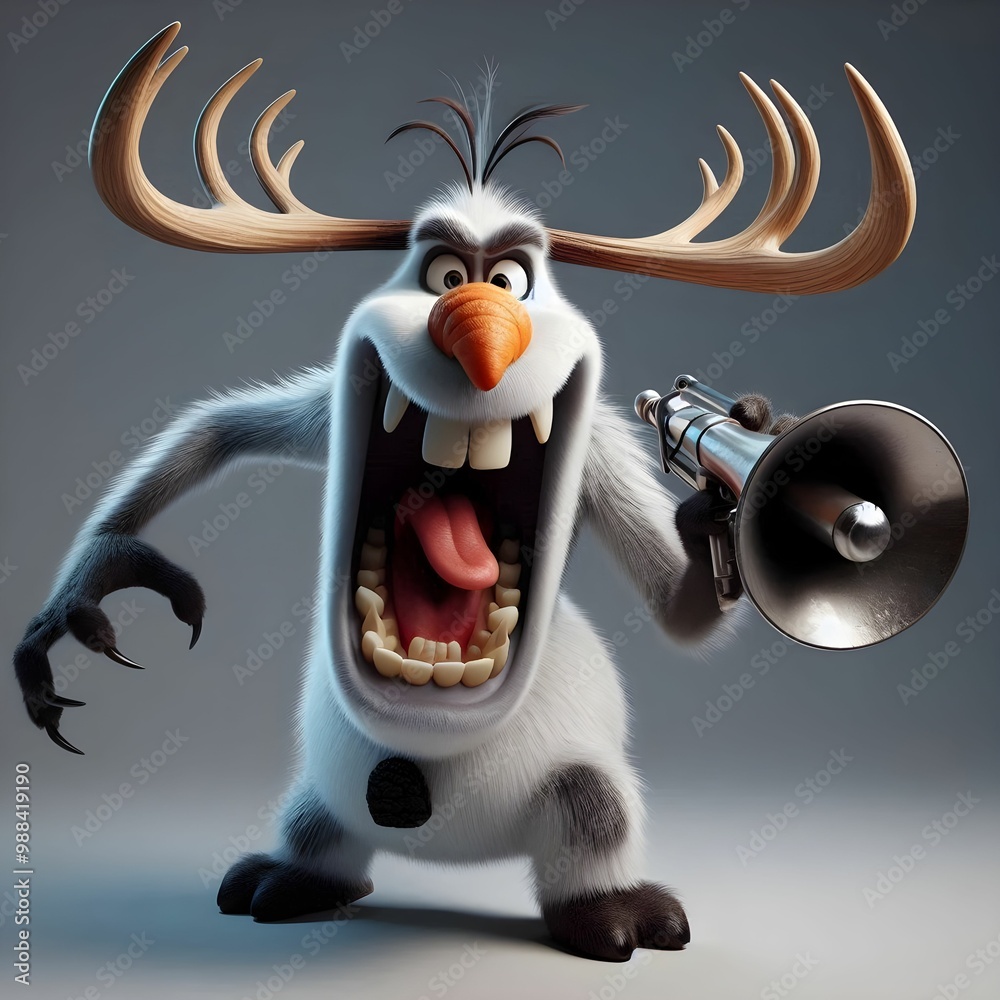 Animated character 3D image of massive angry olaf like character with ...
