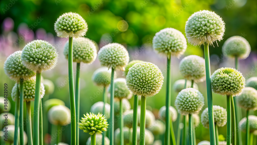 Onions with seed heads growing tall and bolting , onions, seed heads ...