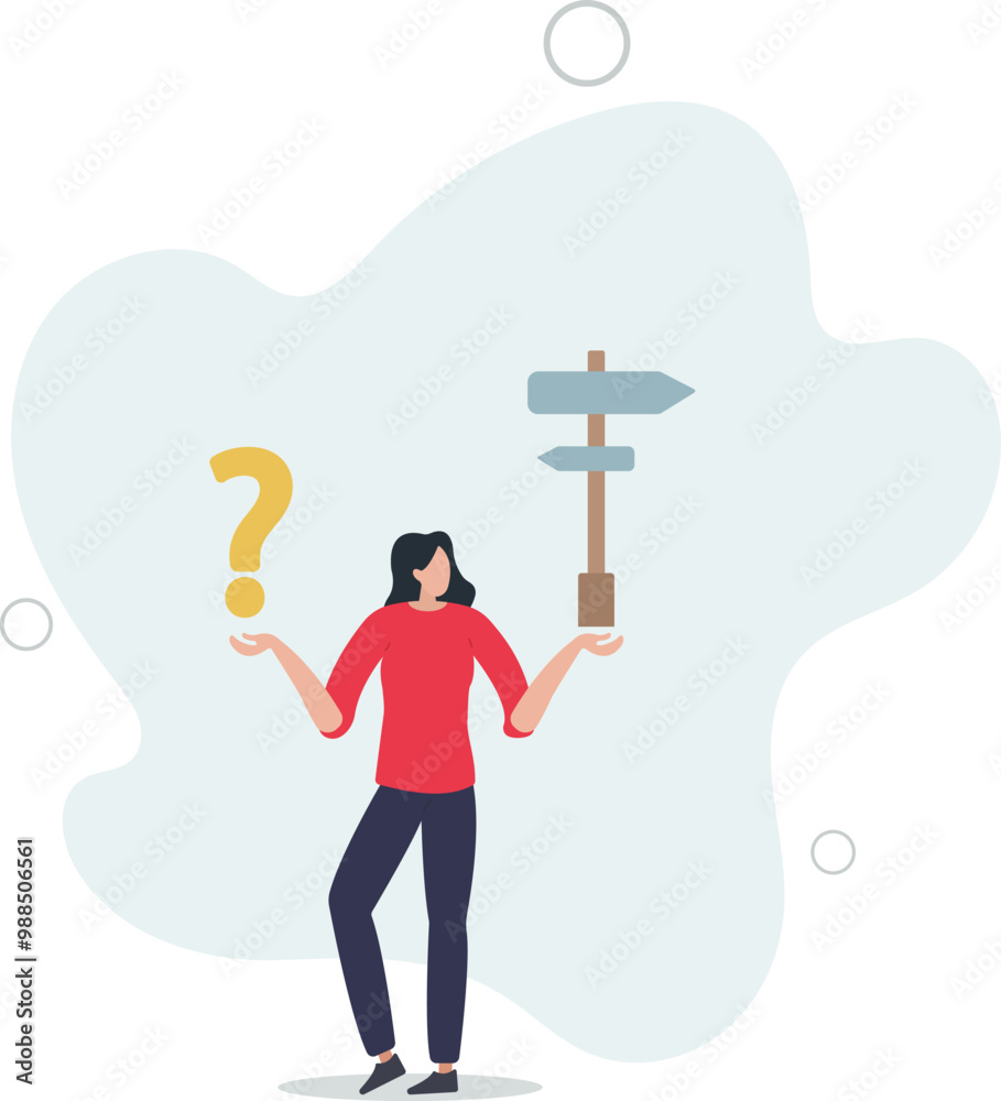 Choosing between 2 choices, make decision to the left or right,flat ...