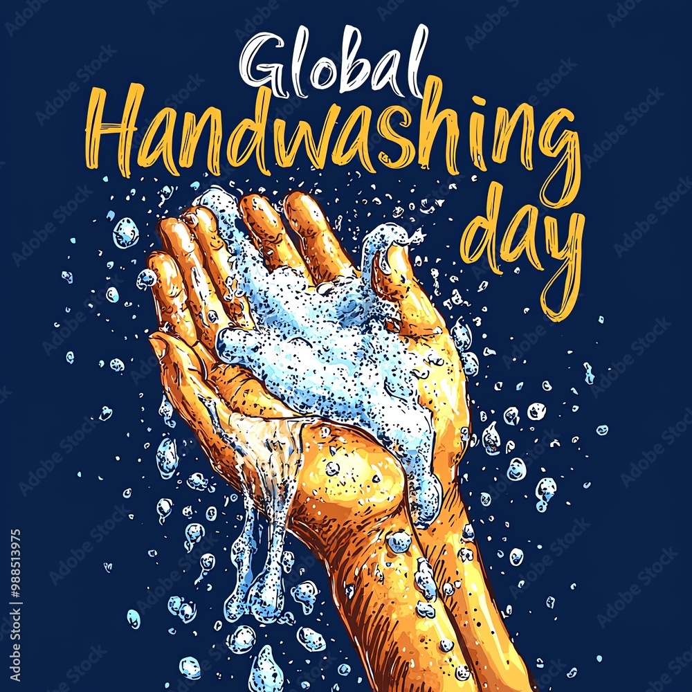 A vibrant illustration highlighting Global Handwashing Day, featuring a ...