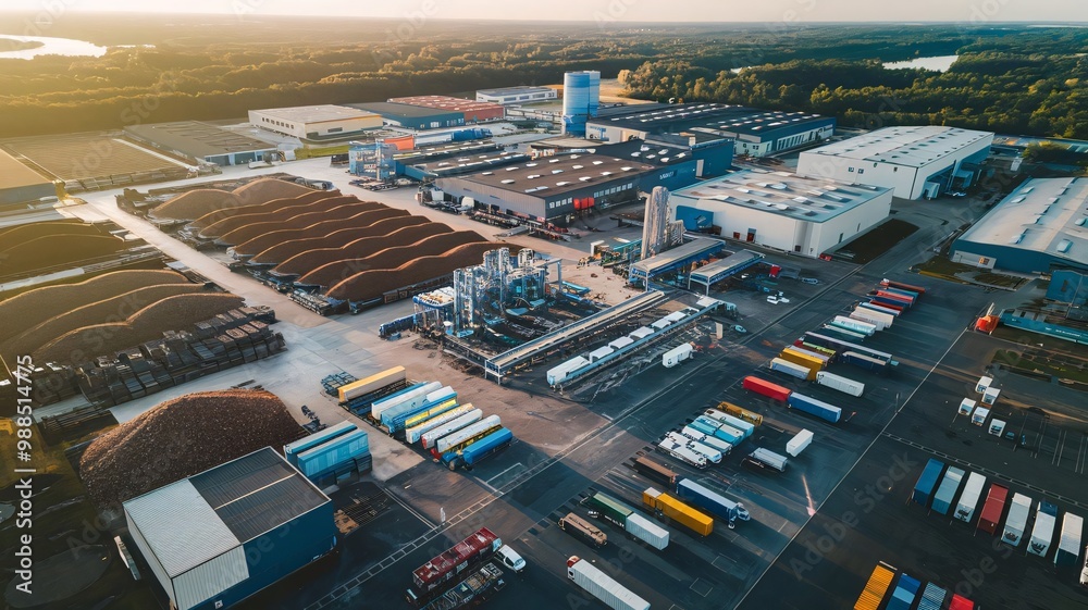 A drone view of a large manufacturing plant, showcasing the layout of ...