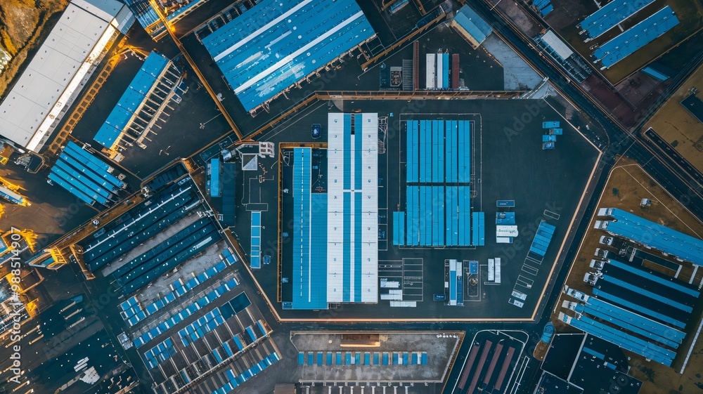 A drone view of a large manufacturing plant, showcasing the layout of ...