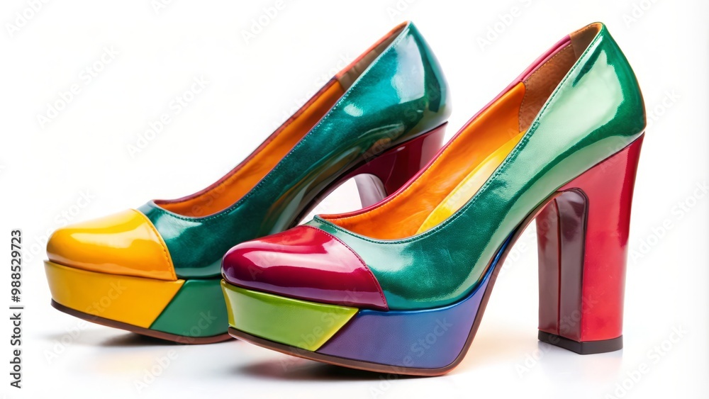 These ugly heels sport mismatched shapes and a screaming color palette ...