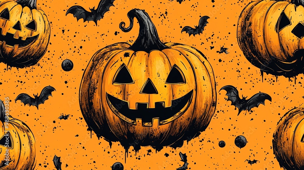 Minimalistic Halloween vector background repeating pumpkin pattern ...