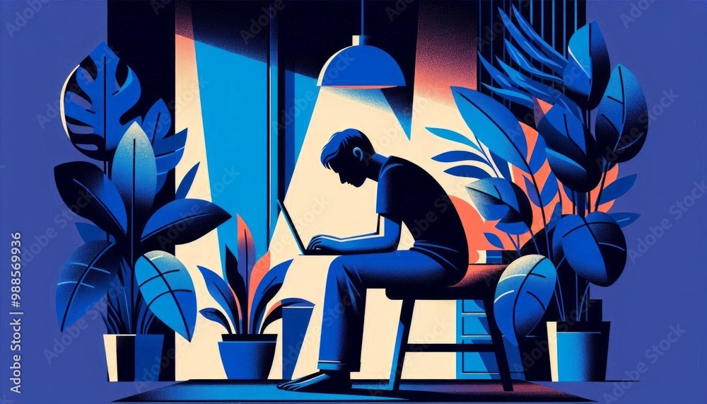 Depression Solitude, Dark Blue, Indoor Gloom, Isolation Concept ...