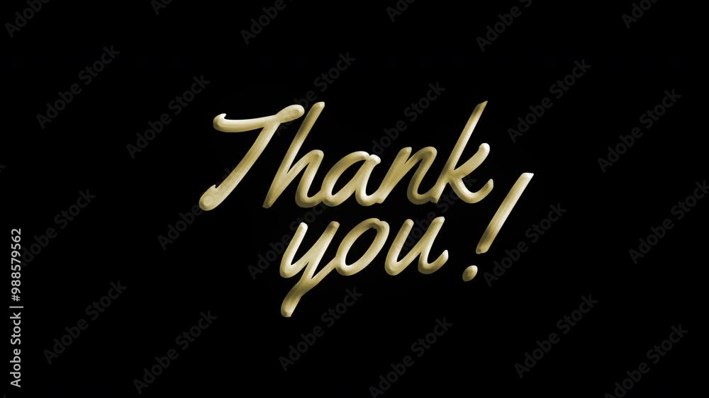 Thank you text animation lettering in gold color. Transparent 4K Alpha ...