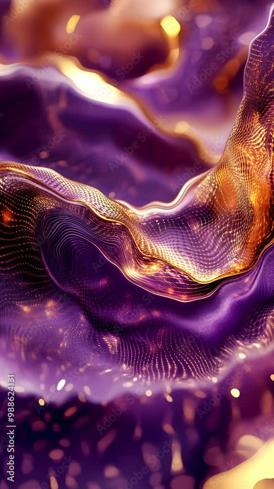 Wavy purple and gold digital pattern with glow suitable for backgrounds ...