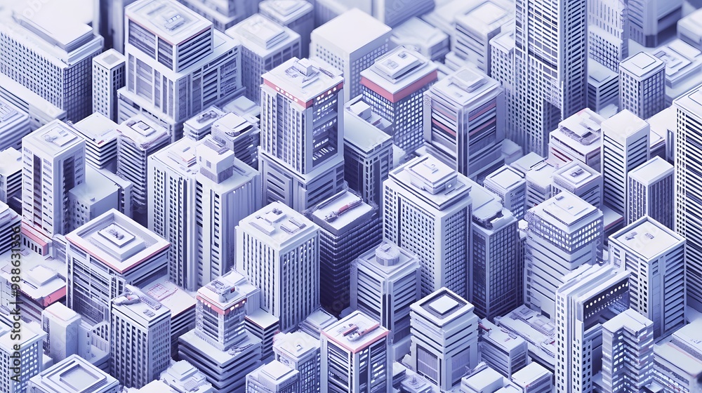 Axonometric imagery: Future cityscapes with complex 3D buildings. The ...