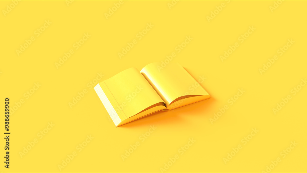 Yellow vivid book open pages library reading study education background ...