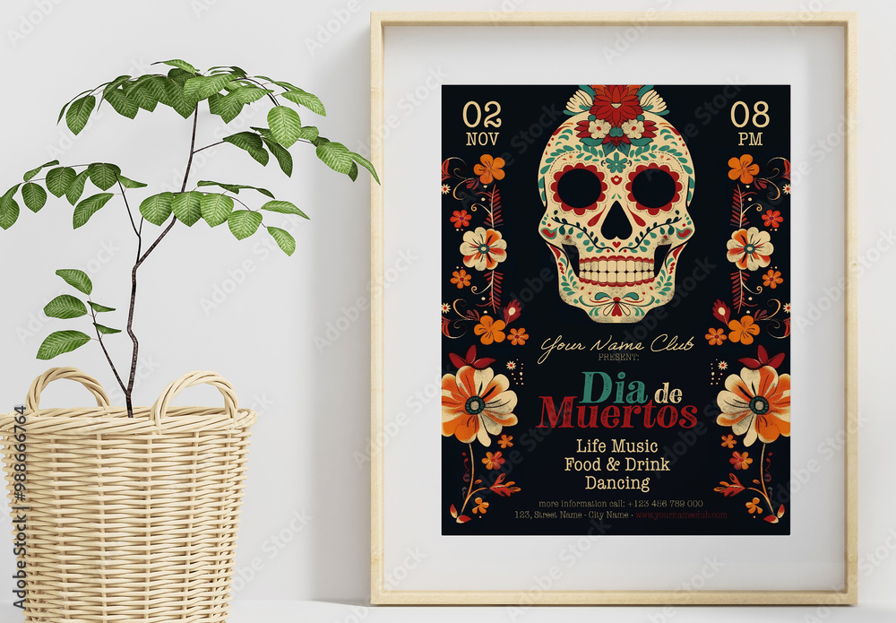 Day of the Dead Event Poster AI Template Stock Template | Adobe Stock