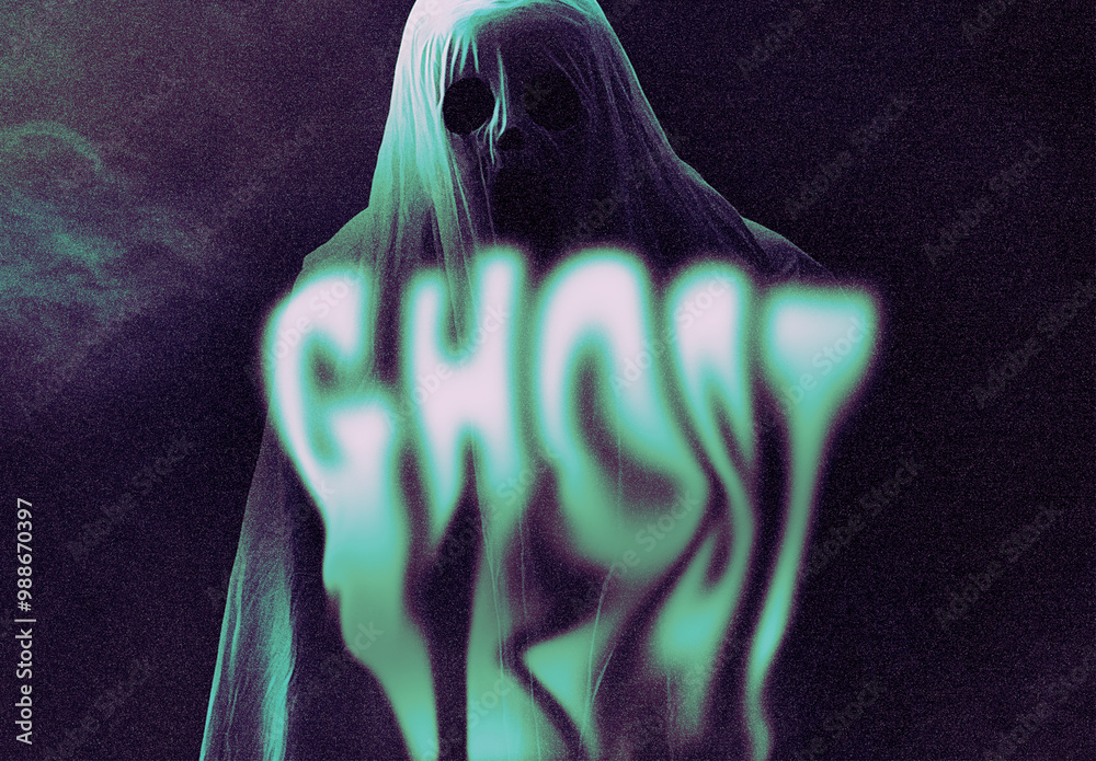 Ghost Text Effect with AI Illustration Stock Template | Adobe Stock