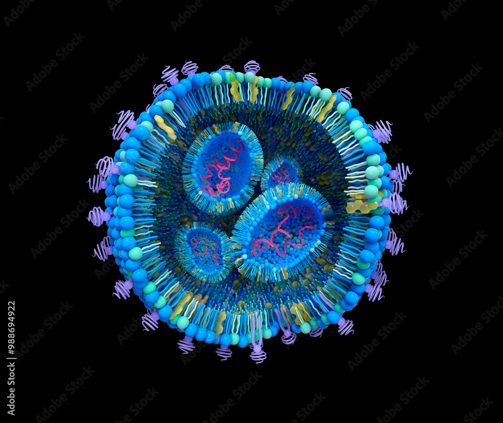 Lipid nanoparticle (LNP) structure illustration. Lipid nanoparticles ...