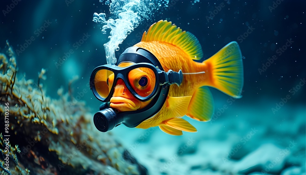 Fish in a respirator mask underwater highlights the impact of ocean ...