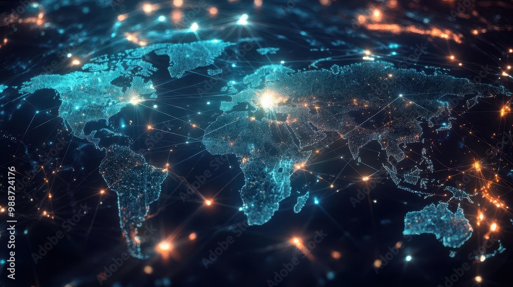 global logistics network visualization 3d world map connected shipping ...