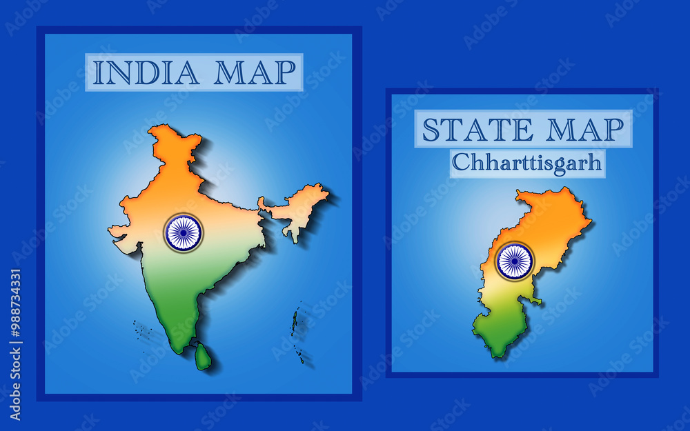 India map and Chhattisgarh state map with background Stock Illustration ...